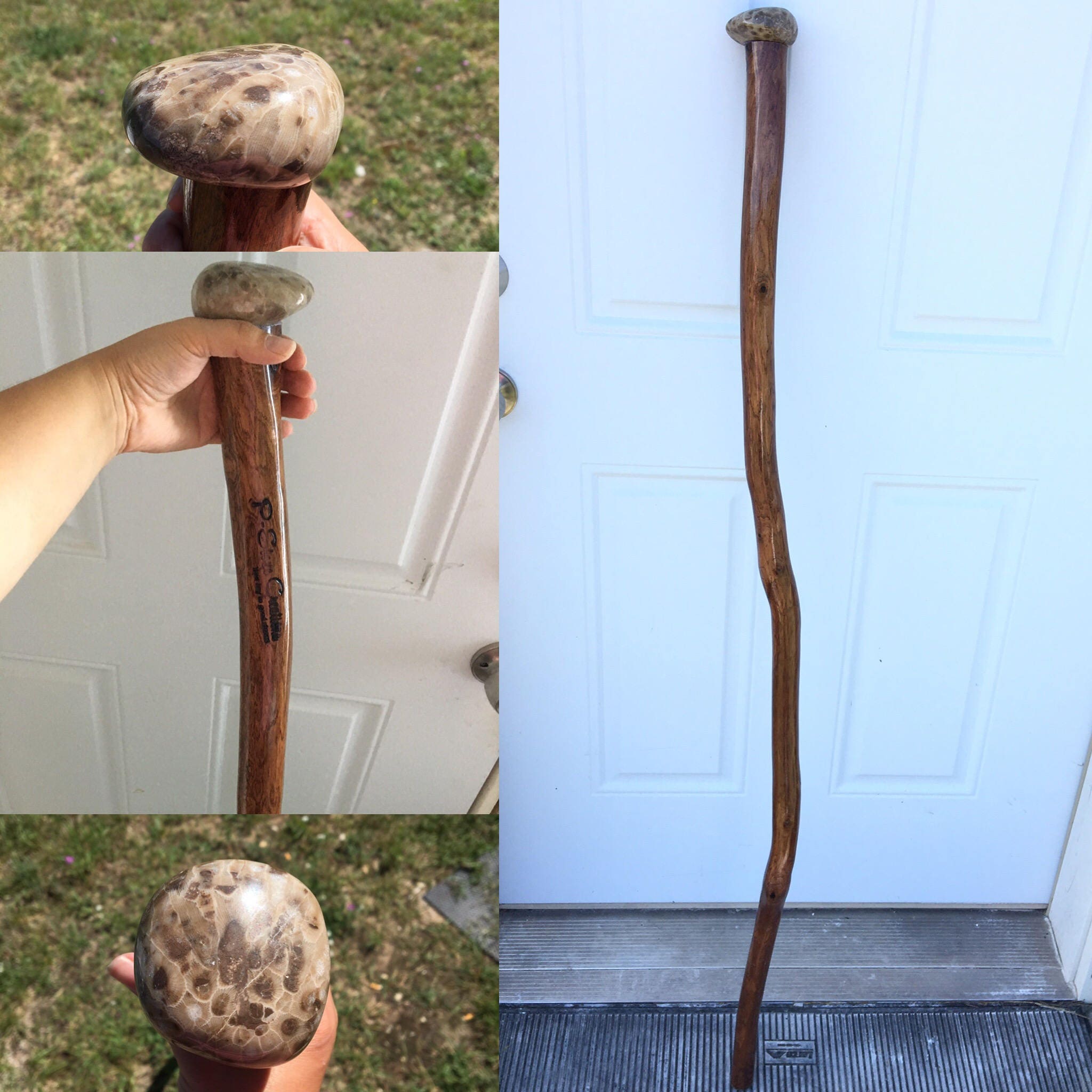 Michigan Hardwood and Petoskey Stone Walking Stick