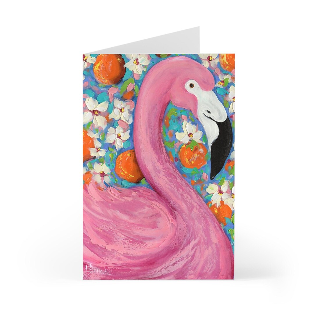 Colorful Flamingo Greeting Cards - Set of 7 | Vibrant Art Cards ...
