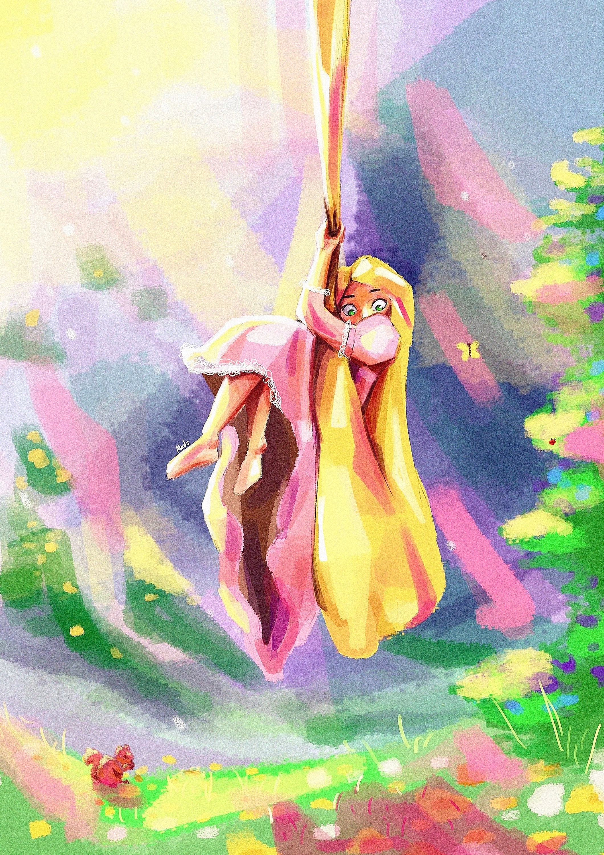 Tangled Rapunzel Art Print disney Fanart Handmade Art A4 - Etsy