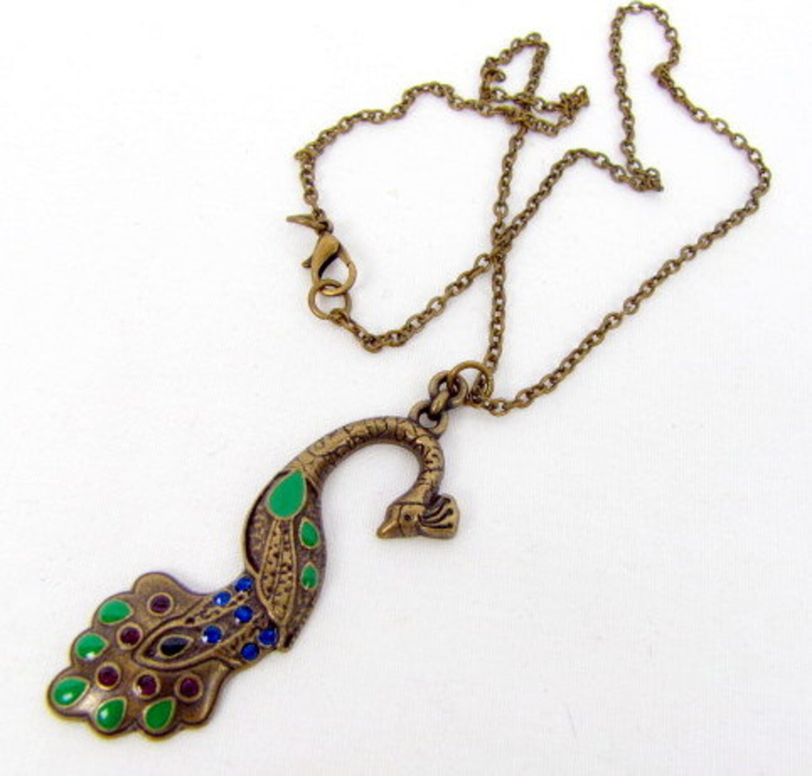 Peacock Necklace / Metal Chain Necklace / Brass Peacock / Handcrafted ...