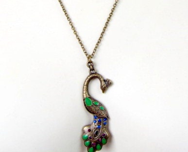 Peacock Necklace / Metal Chain Necklace / Brass Peacock / Handcrafted ...