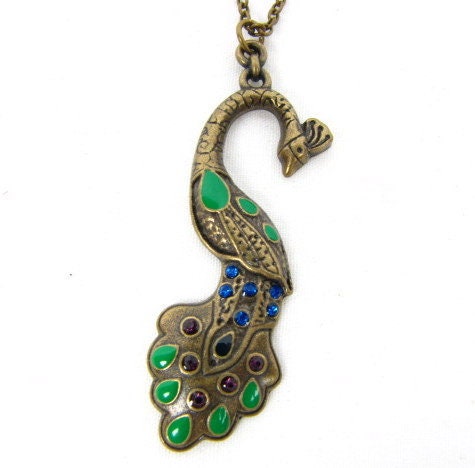 Peacock Necklace / Metal Chain Necklace / Brass Peacock / Handcrafted ...