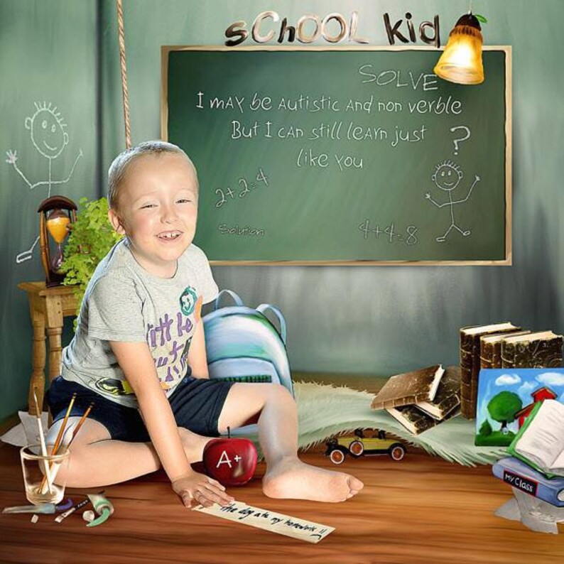 Digital Scrapbook Kit School Kid embellishments PNG Clip - Etsy