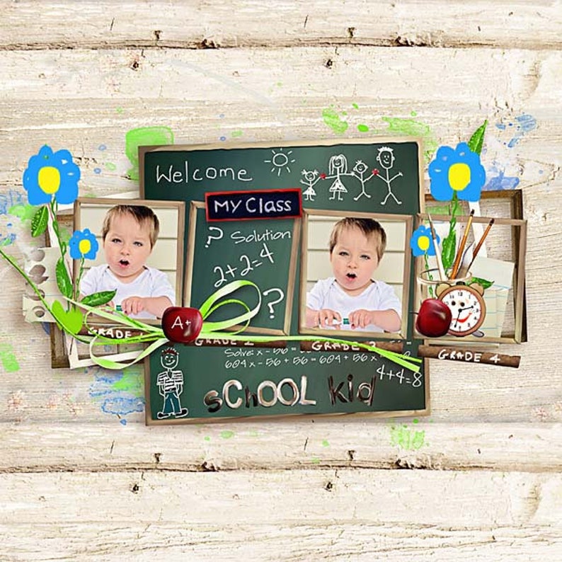 Digital Scrapbook Kit School Kid embellishments PNG Clip - Etsy
