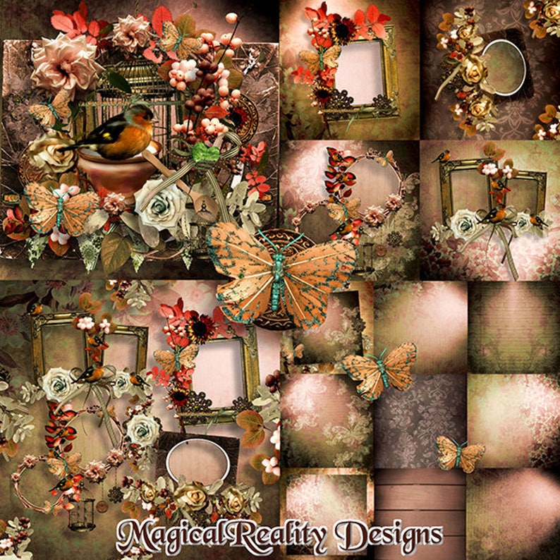 Vintage Autumn BUNDLE Digital Scrapbook collection Digital Autumn ...