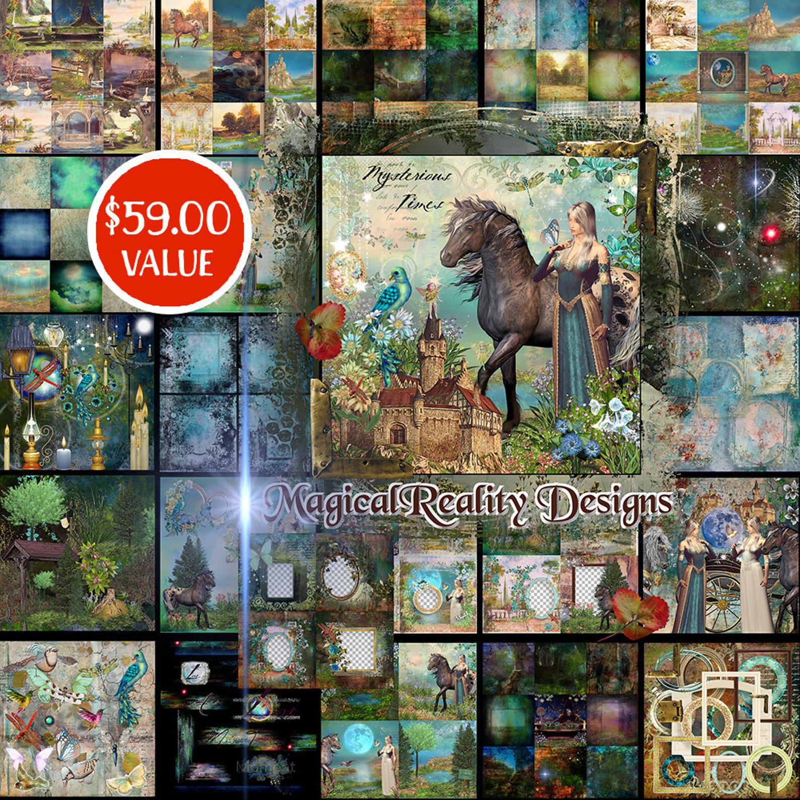 MEGA Value Pack Digital Scrapbook Kit mysterious Times | Etsy