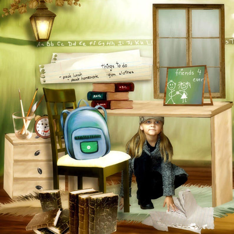 Digital Scrapbook Kit School Kid embellishments PNG Clip - Etsy