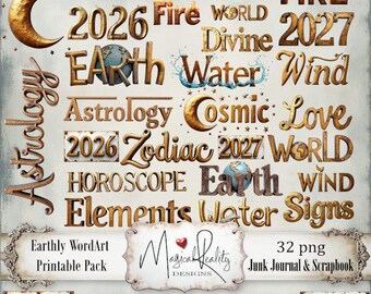 Zodiac - Word Art - Journaling - Astronomy - Horoscope - Junk Journal ...