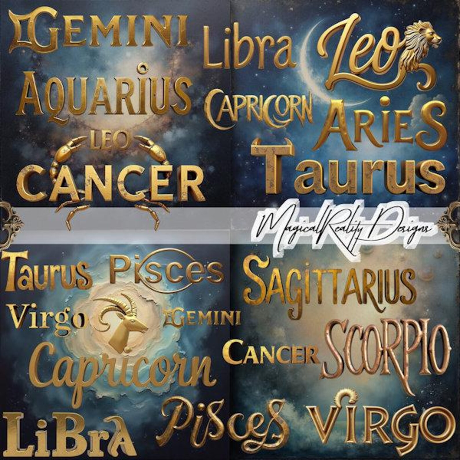 Zodiac - Word Art - Journaling - Astronomy - Horoscope - Junk Journal ...