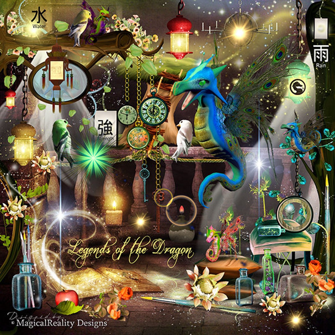 Legends of the Dragon Embellishments - Digital Scrapbook - Fantasy ...
