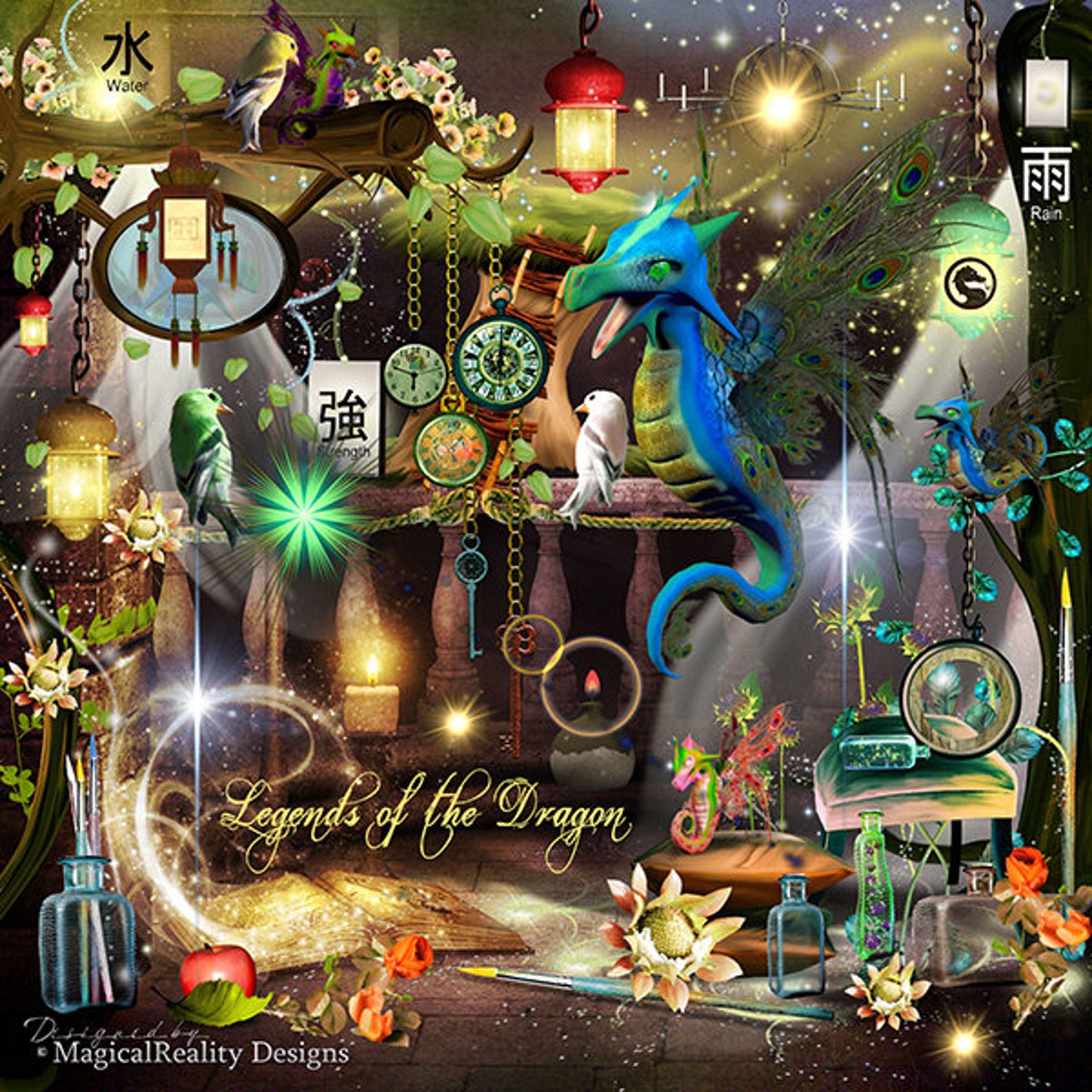 Legends of the Dragon Embellishments - Digital Scrapbook - Fantasy ...