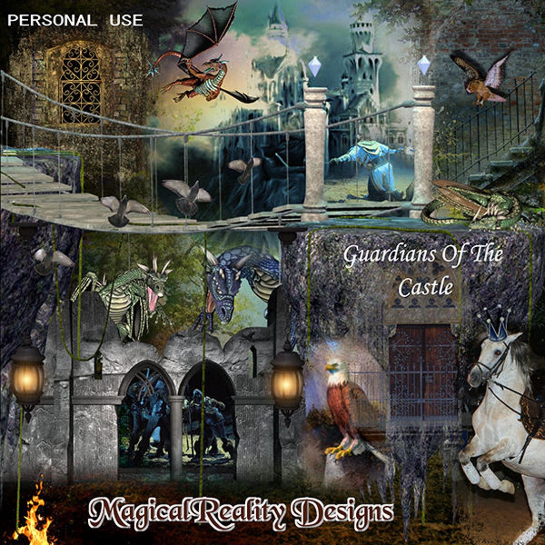 Guardians of the Castle MEGA Digital Scrapbook Kit~ Photoshop Overlays ...