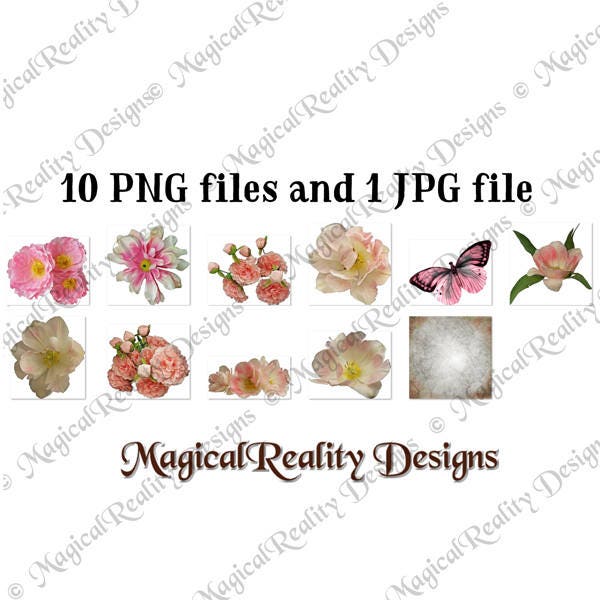 Commercial Use Vol 04 Spring Flowers PNG Files Digital Scrapbooking ...