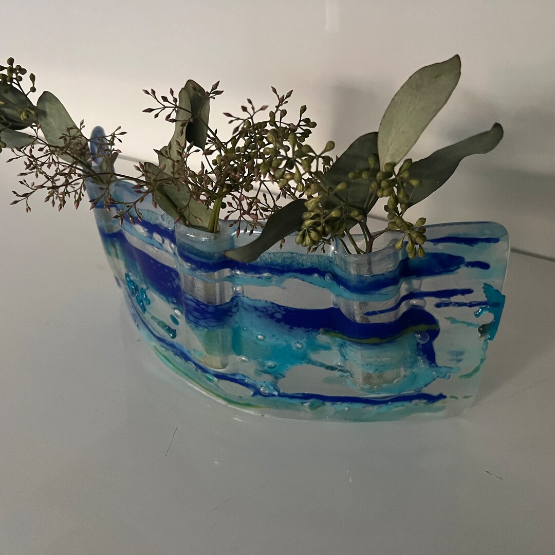 Ocean Scene Wave Art Piece Pocket Vase, Beach Colors Candle Shields ...