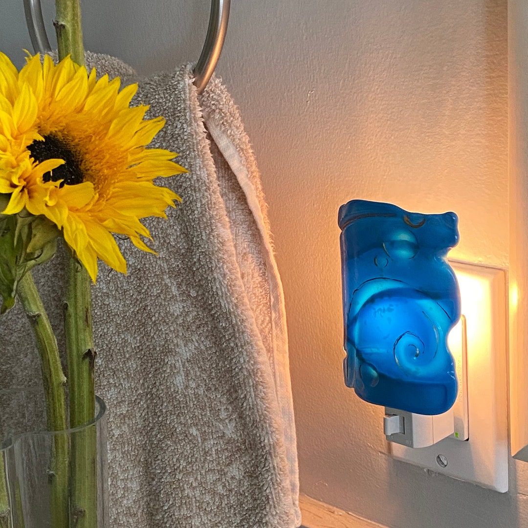Ocean Wave Night Light, Handmade Fused Glass Light, Light for Bathroom ...