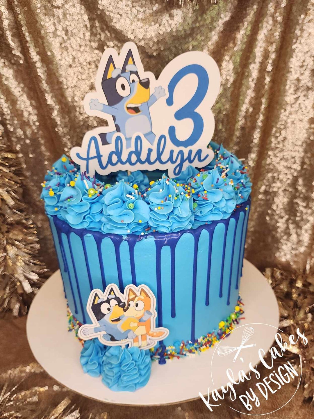 Blue Dog Cartoon Cake Topper Set Name and Age Included - Etsy