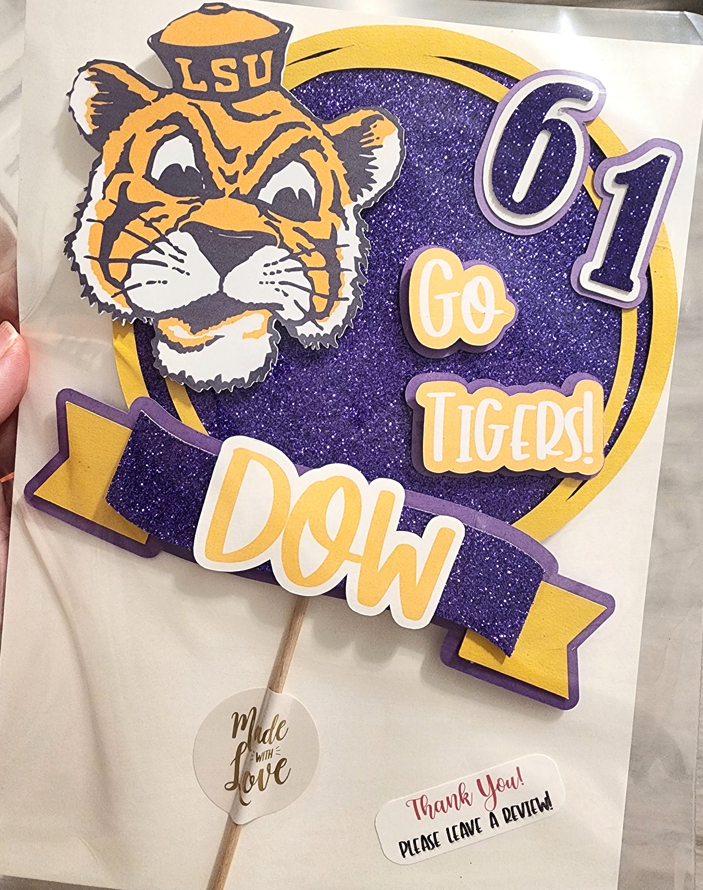 Purple and Gold Cake Topper, Purple and Gold Tigers Fan Cake Topper ...