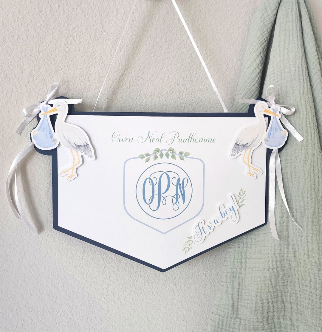 Boys Hospital Door Hanger Its a Boy Banner Stork Blue - Etsy