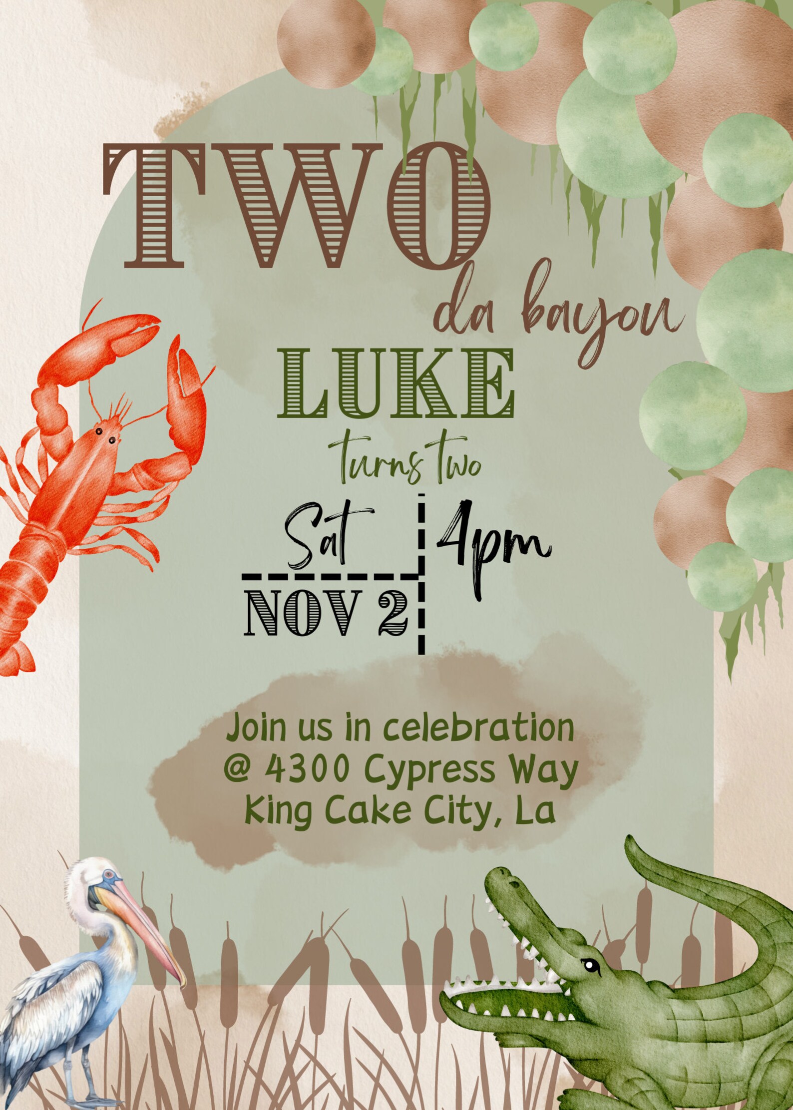 Two Da Bayou Swamp Birthday Invitation Template - Etsy