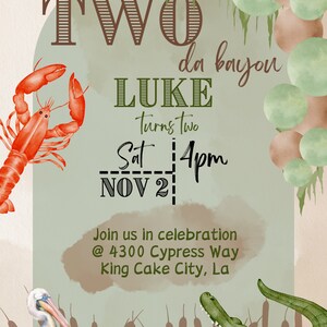 Two Da Bayou Swamp Birthday Invitation Template - Etsy