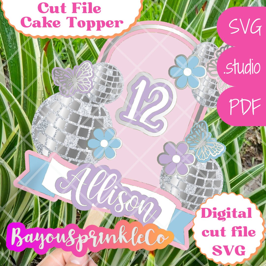 Pastel Disco Cake Topper SVG| Printable| Cut-file - Etsy