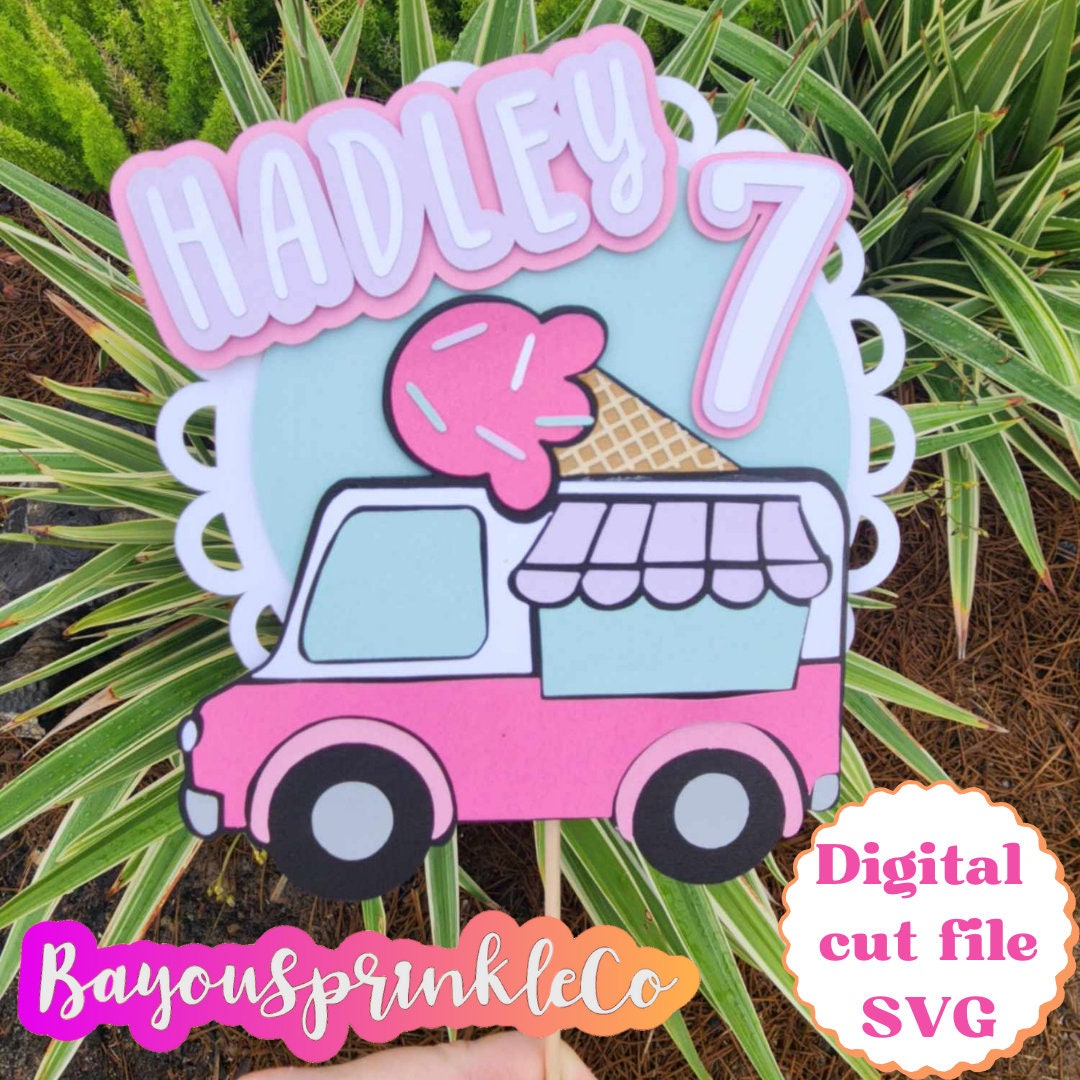 Ice Cream Truck Cake Topper SVG - Etsy