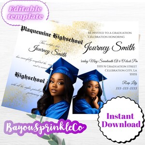 Diploma Background Graduation Invitation With Photos Template - Etsy