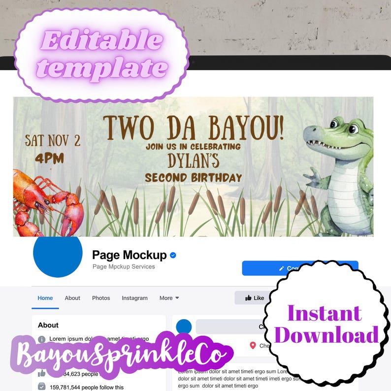 Two Da Bayou Louisana Swamp Digital Bundle Birthday Invitation Template ...