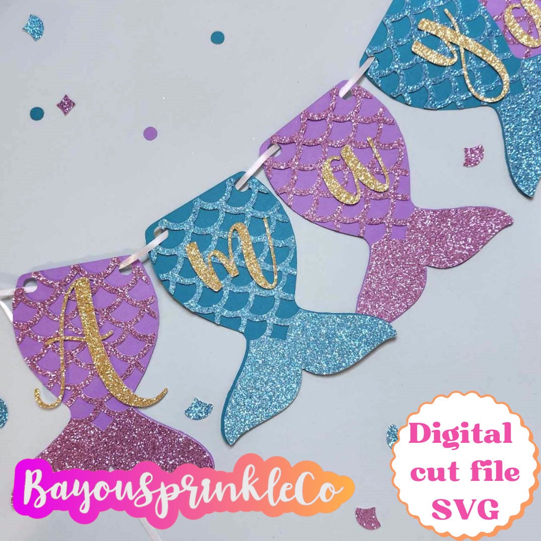 Mermaid Tail Party Banner SVG - Etsy