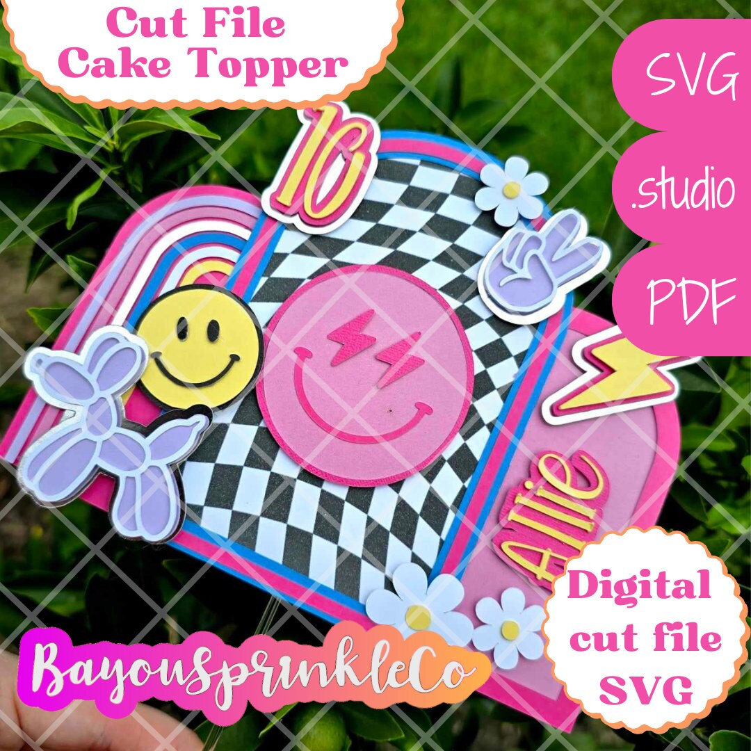 Preppy Smiley Face Cake Topper SVG Cute File - Etsy UK