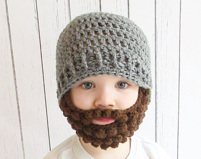 Custom Beard Crochet Hat, Bobble Beard Hat, Baby Beard Hat, Infant ...