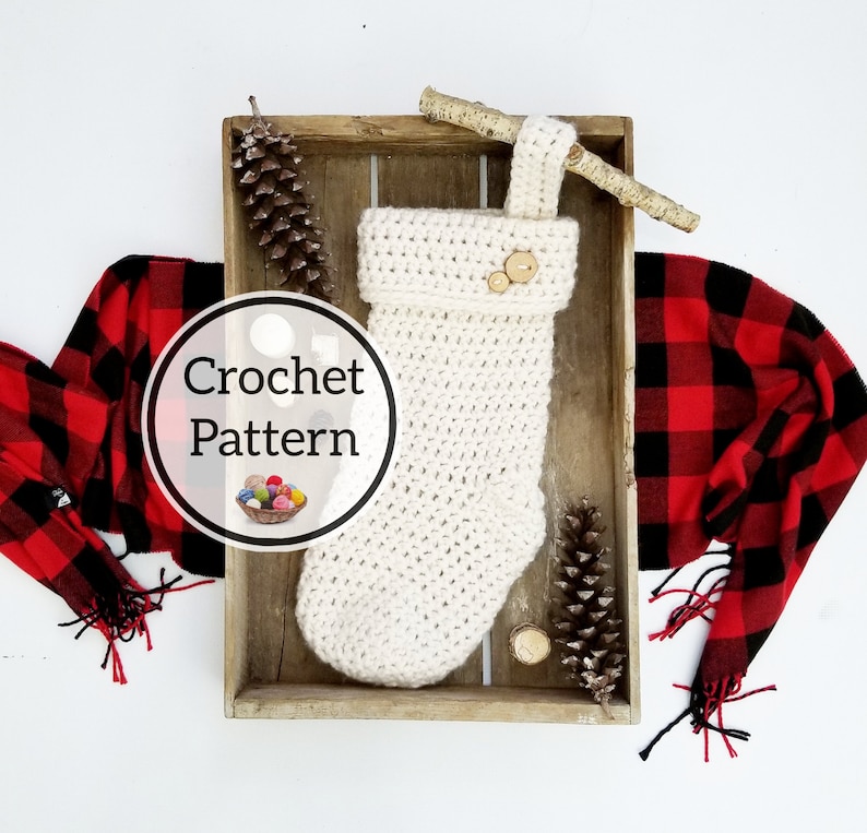 Pattern, Farmhouse Christmas Stocking Pattern, Crochet Christmas ...