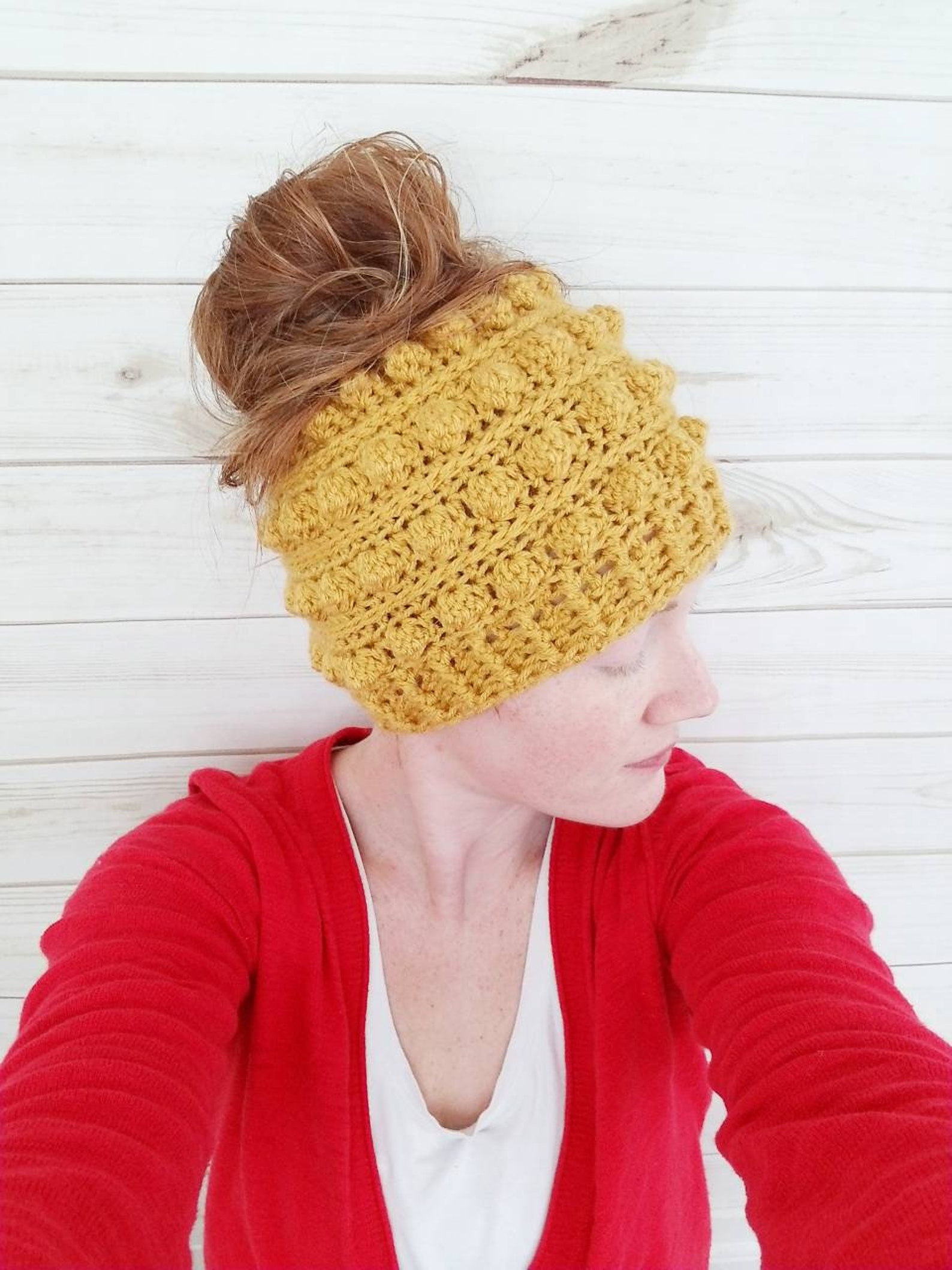 Crochet Pattern Messy Bun Hat Pattern Cobblestone Messy Bun - Etsy