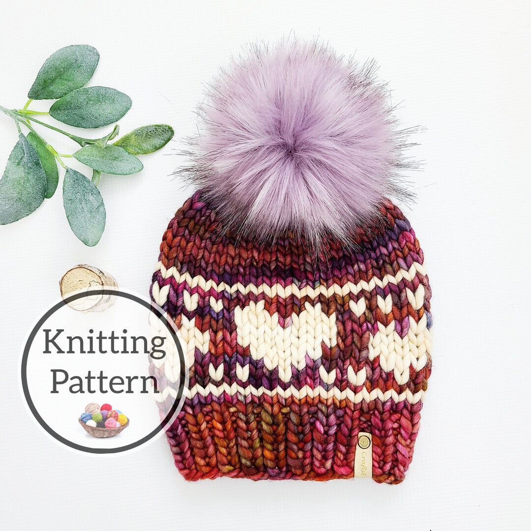 Big Love Beanie Knit Hat Pattern, Super Bulky Hearts Hat Pattern - Etsy