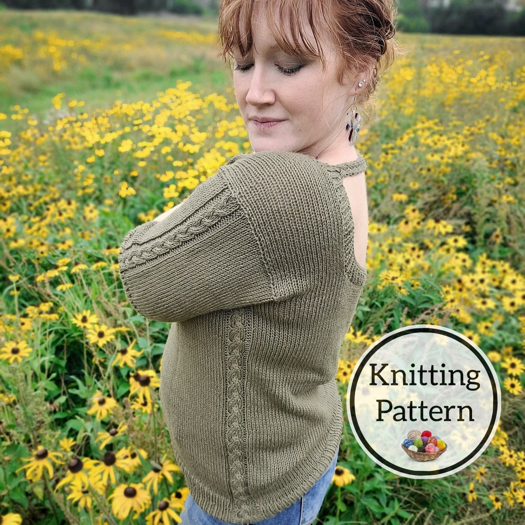 Knitting Pattern, Secrets Sweater, Cable Knit Sweater Pattern, Short ...
