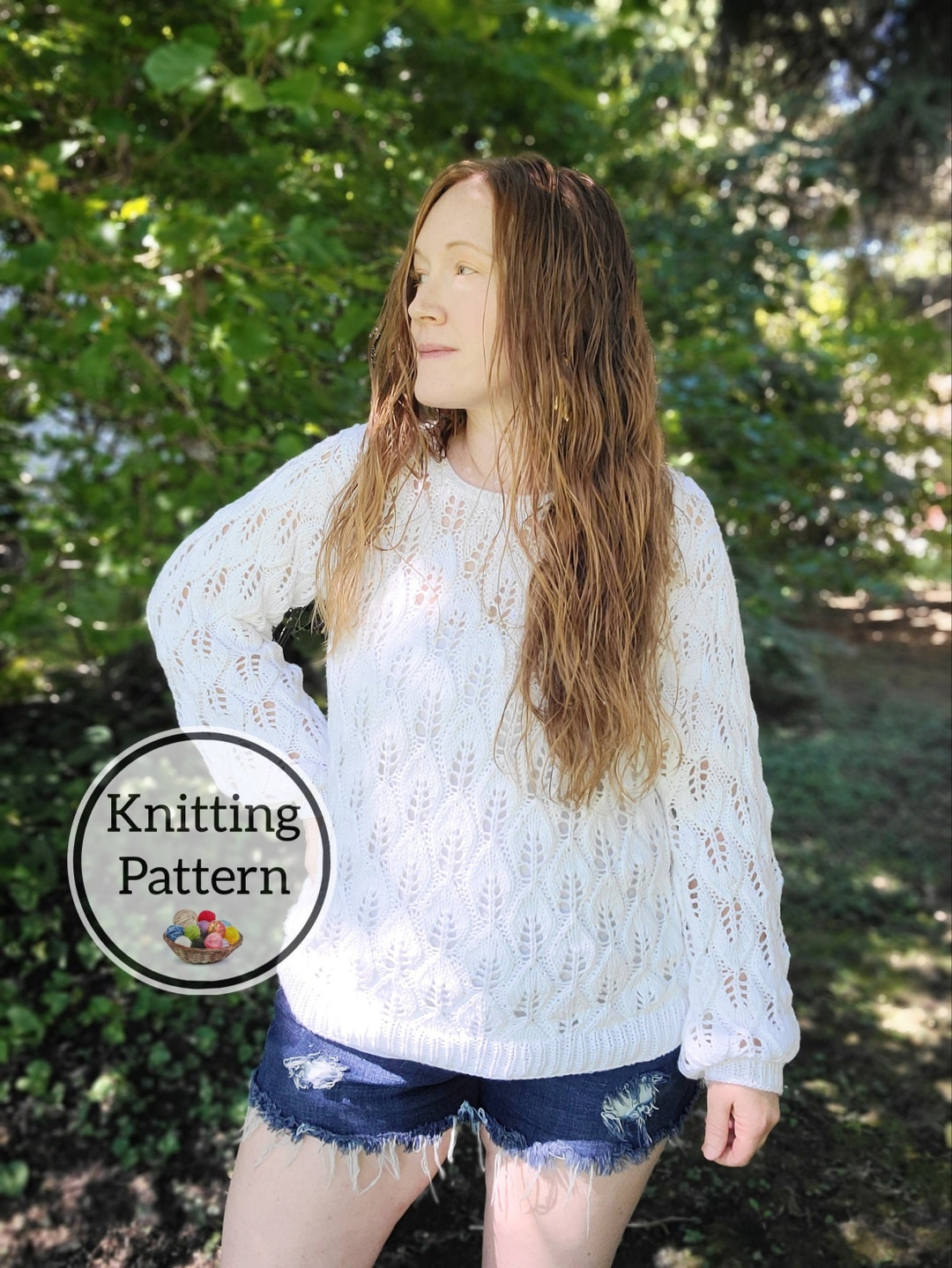Knitting Pattern, Perilla Leaf Lace Tee, Lace Top Pattern in DK Weight ...