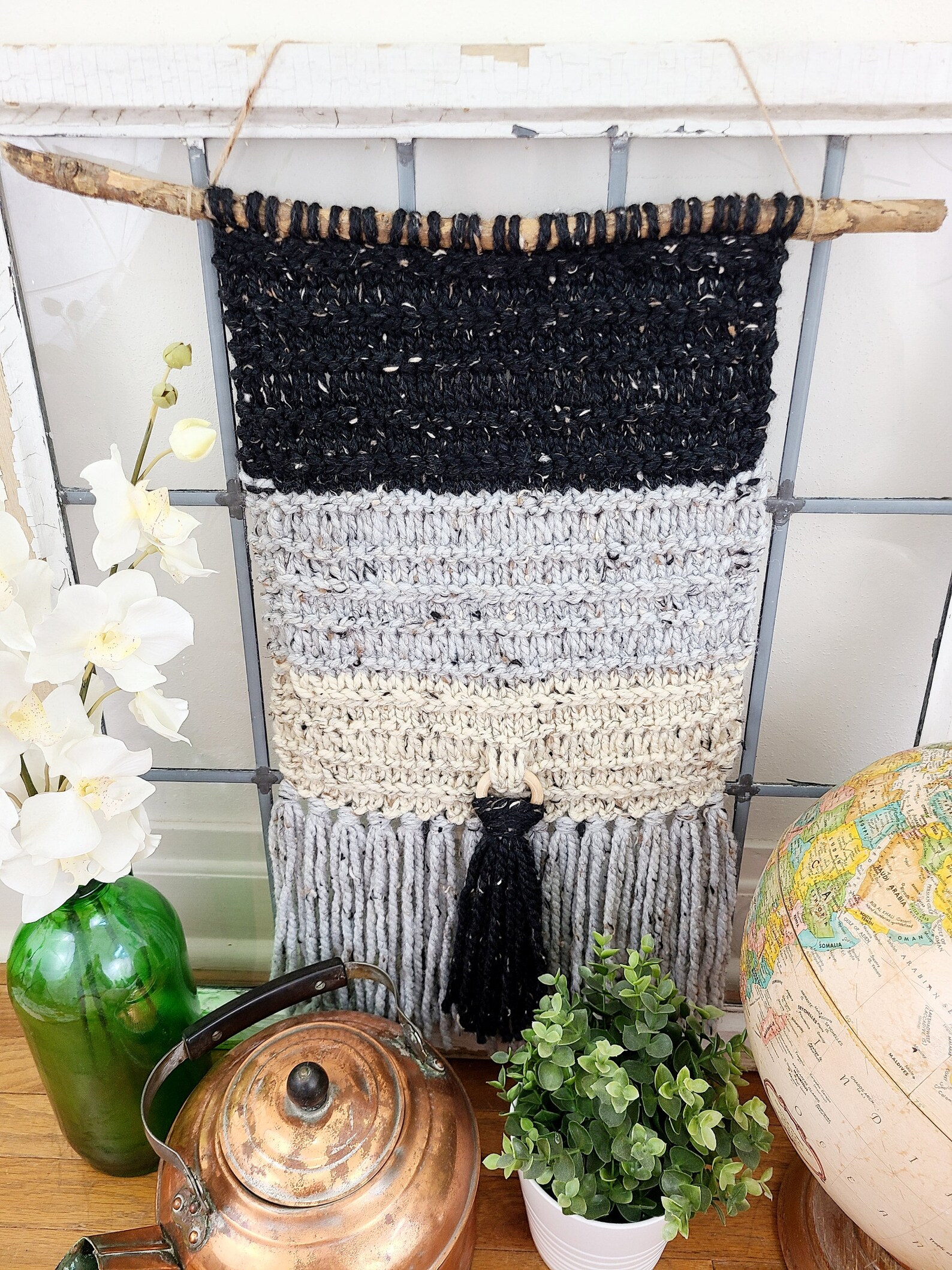 Knit Pattern Magnolia Wall Hanging Knit Wall Hanging | Etsy