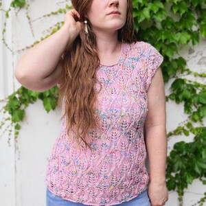 Knitting Pattern, Perilla Leaf Lace Tee, Lace Top Pattern in DK Weight ...