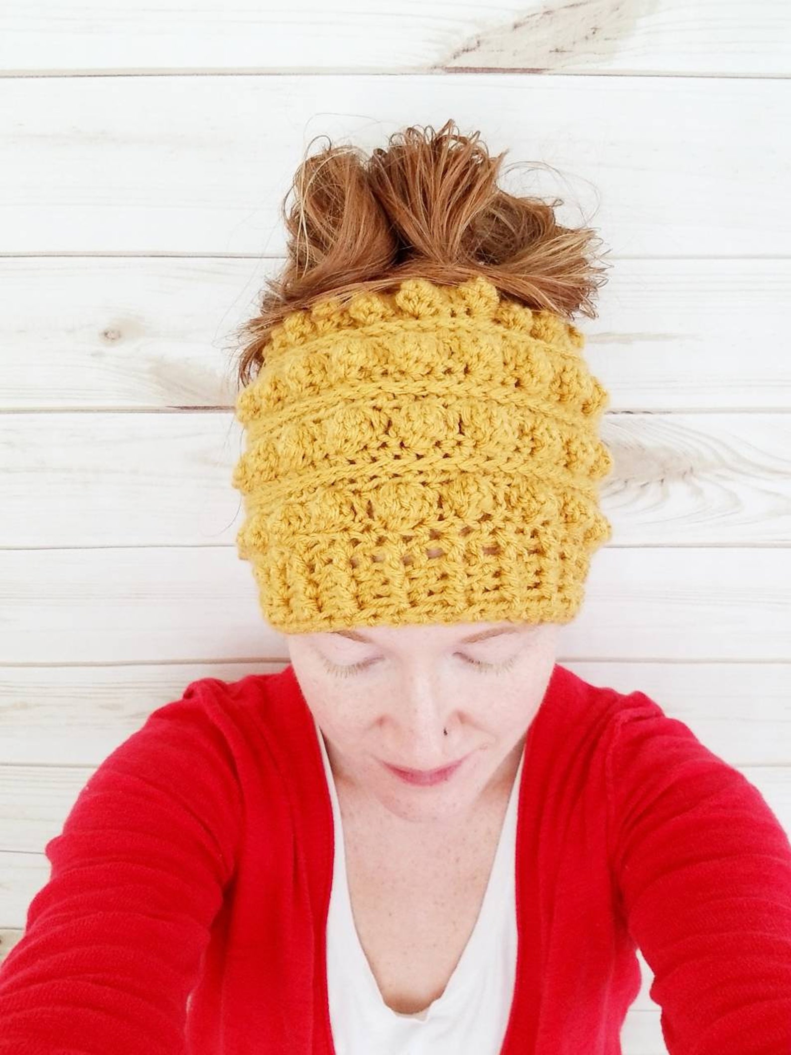 Crochet Pattern Messy Bun Hat Pattern Cobblestone Messy Bun - Etsy
