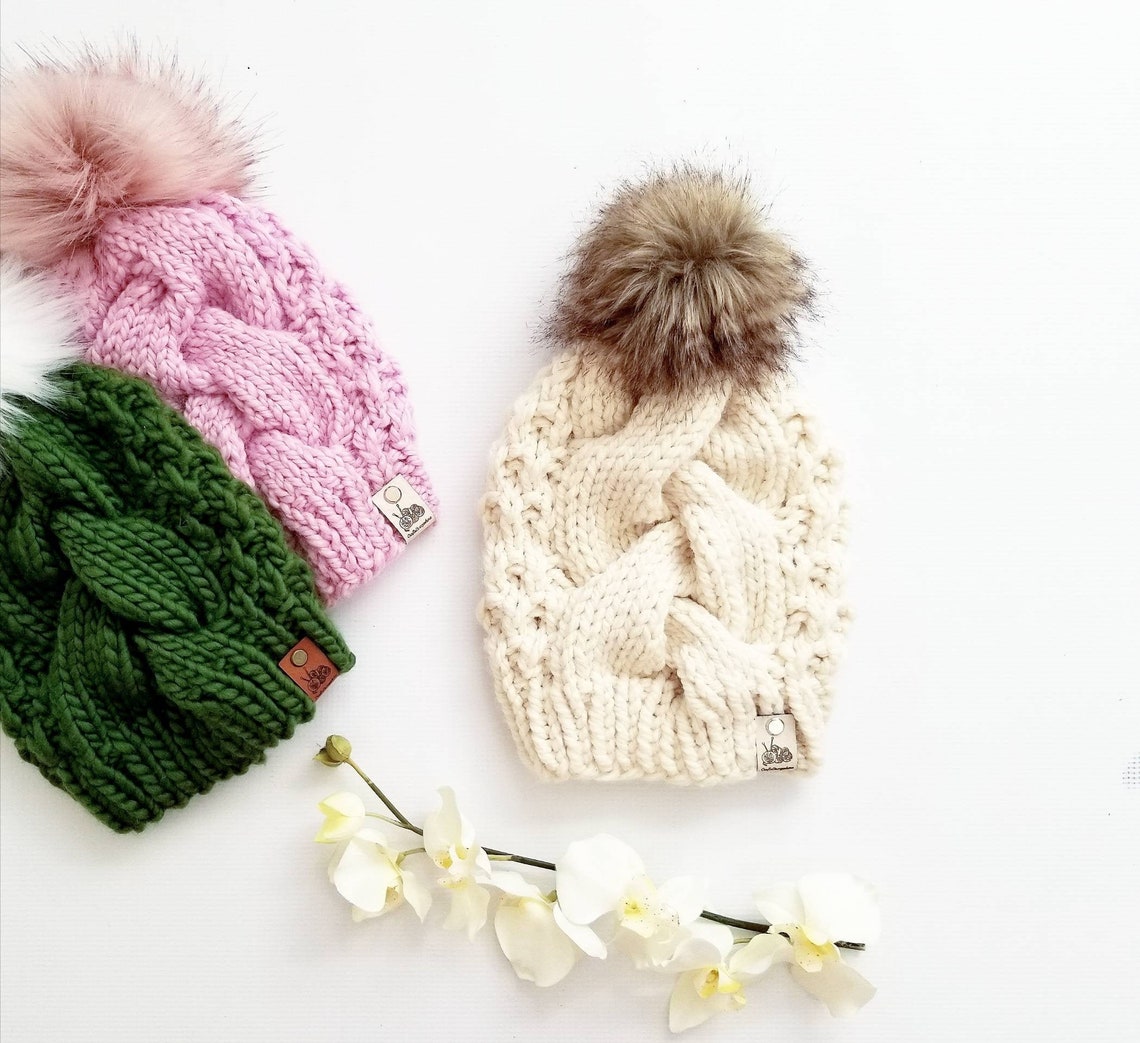 Helen Braid Beanie Knit Hat Pattern, Bulky and Super Bulky Hat Pattern ...