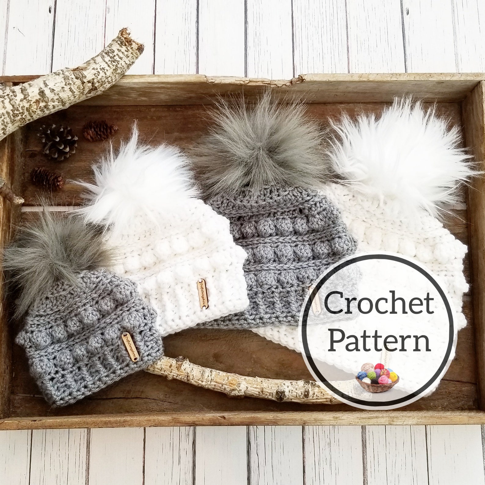 Pattern Bobble Crochet Toque Pattern Cobblestone Beanie | Etsy