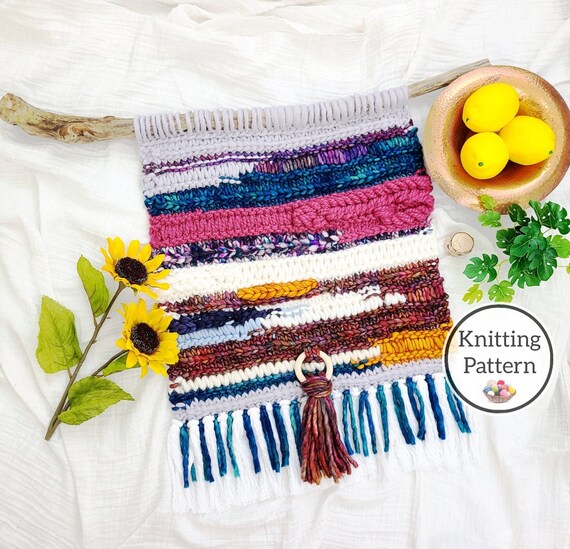 Knit Pattern Magnolia Wall Hanging Knit Wall Hanging | Etsy