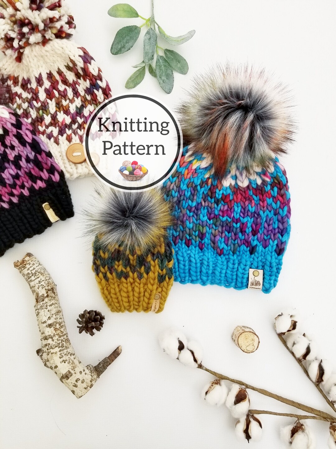 Knit Pattern, Starfall Beanie Knit Hat Pattern, 7 Sizes, Beginner ...