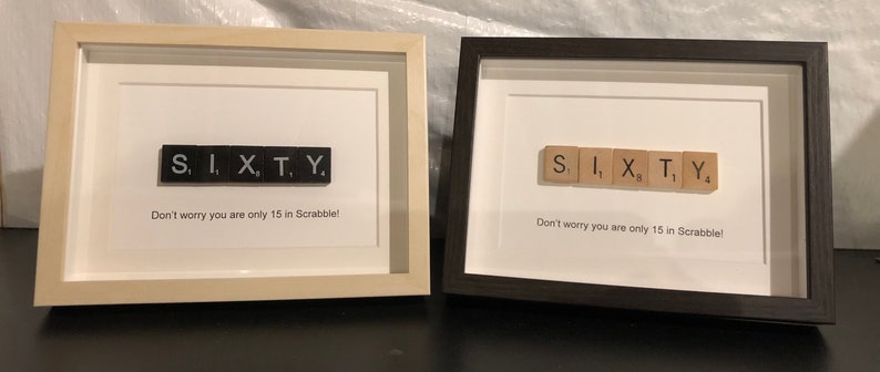 Scrabble Tile Birthday Age Frame: Milestone Gift (5x7) - 30, 40, 50, 60 ...