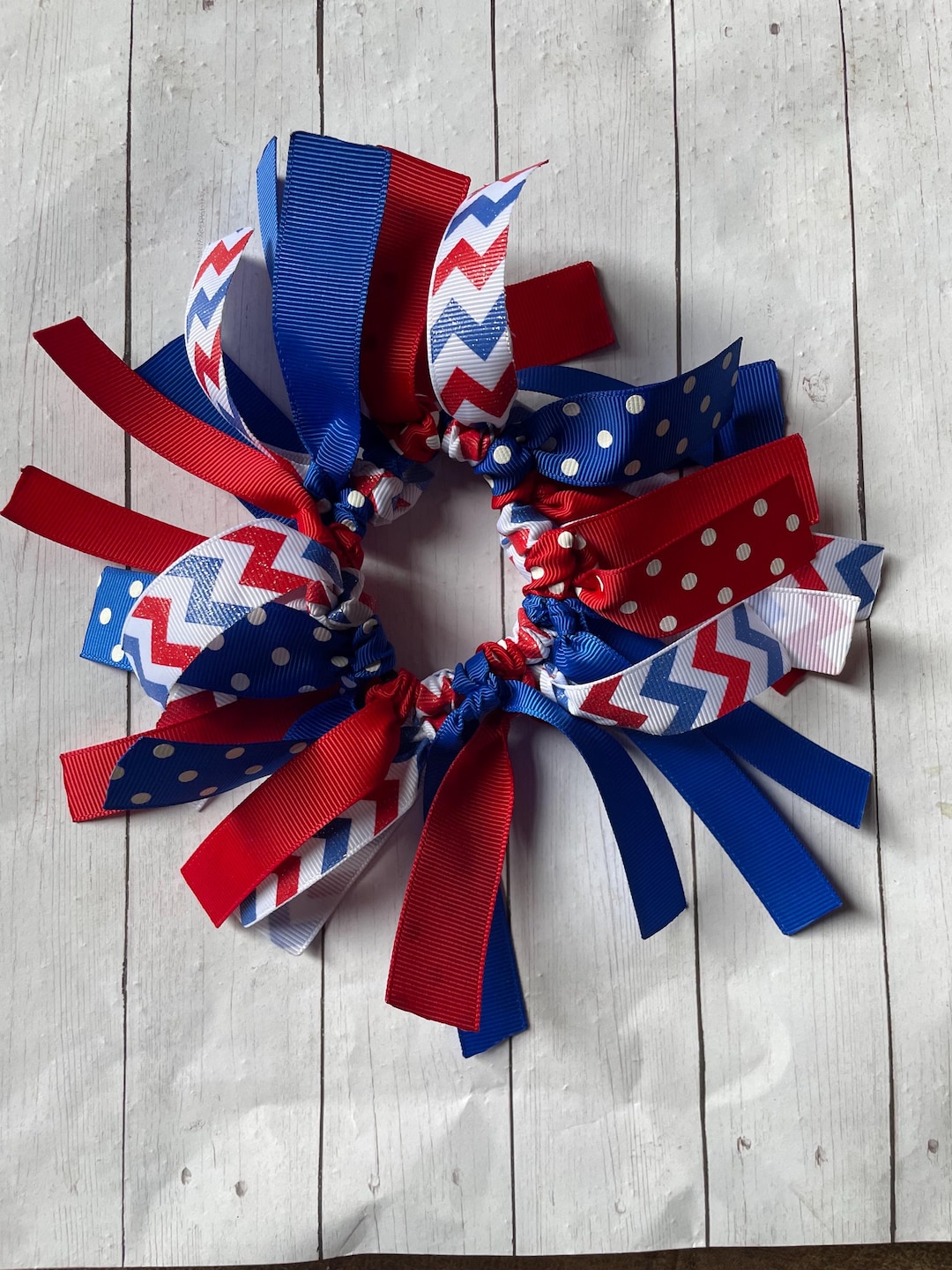 Patriotic Red White and Blue Hair Bow Pony Tail Bow Hair Tie Girls Hair ...
