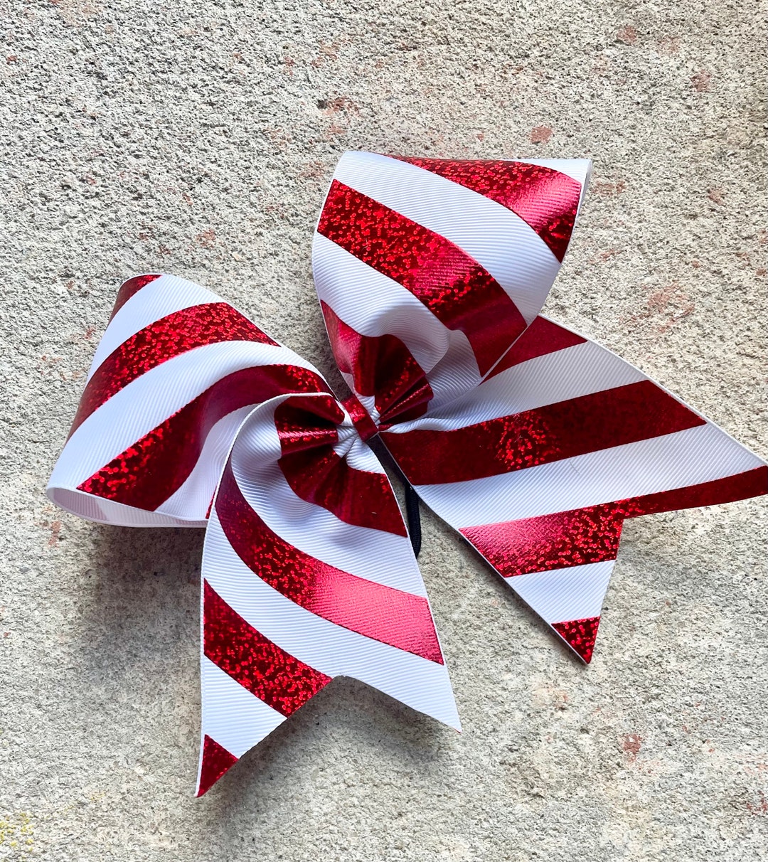 Red and White Cheer Bow - Holographic Red and White Stripes Cheer Bow ...