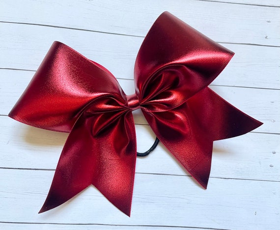Big RED Vinyl METALLIC CHEER Bow shiny Ribbon Cheerleading - Etsy