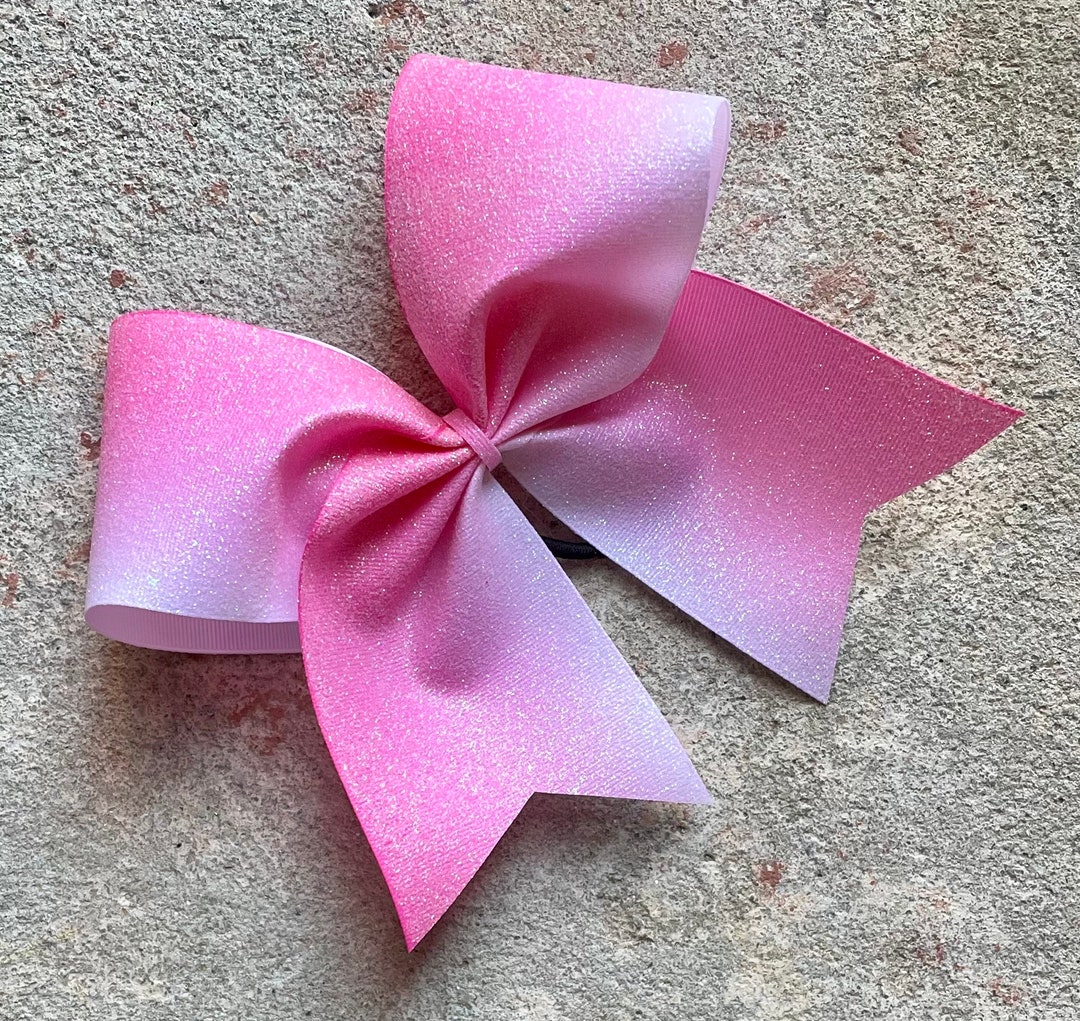PINK GLITTER Cheer Bow // Pink Ombré Cheer Bow // Glittery Bow ...