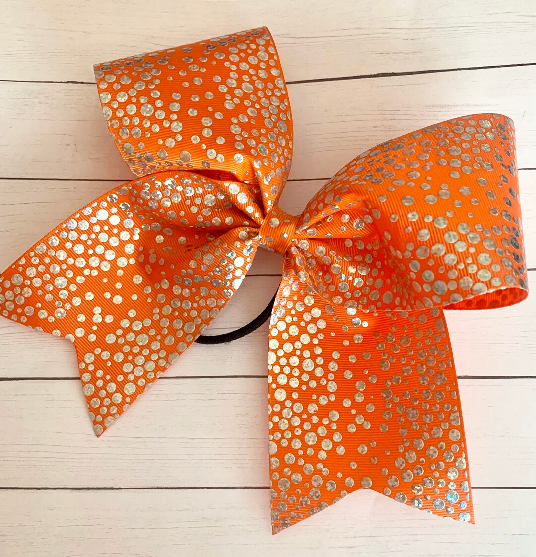ORANGE Cheer Bow HOLOGRAPHIC Dazzle Big 3” Grosgrain Ribbon (dot ...