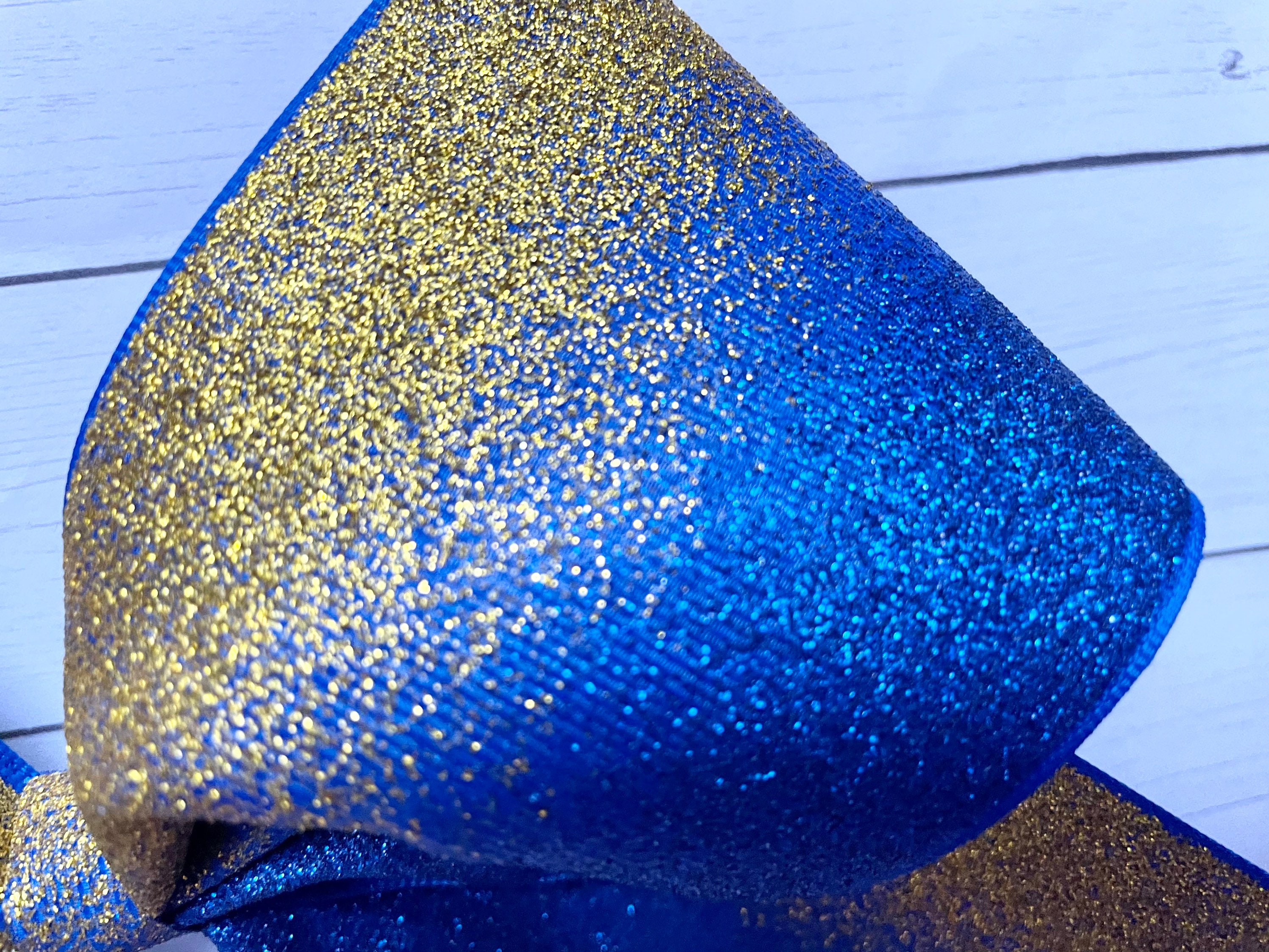 Royal Blue CHEER Bow Gold Ombré Heavy Glitter Cheer Bow - Etsy